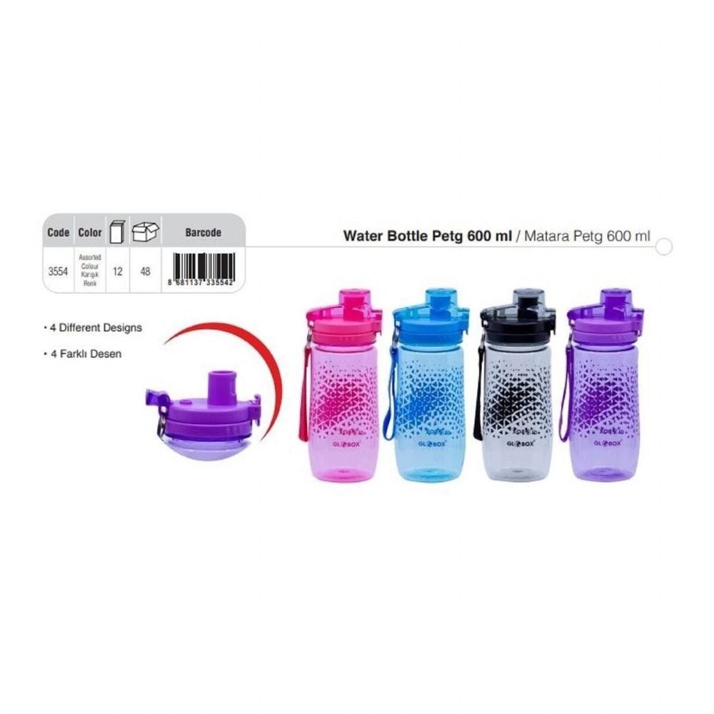 Water Bottle Siyah Matara 600ml - zaten.com