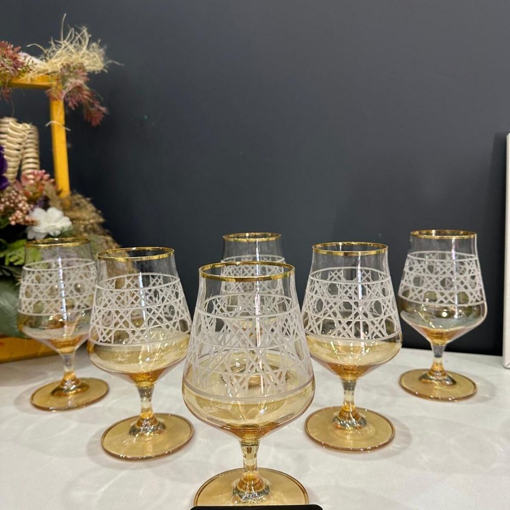 KRİSTAL BOHEMİA ALCA KAHVE YANI PETEK GOLD - zaten.com