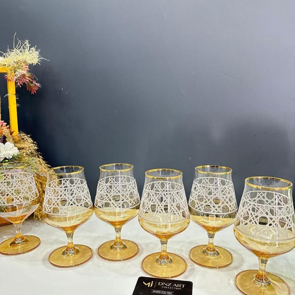 KRİSTAL BOHEMİA ALCA KAHVE YANI PETEK GOLD - zaten.com